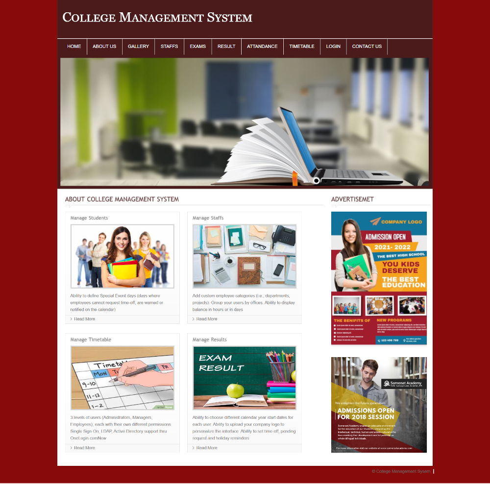 Free College Management System PHP MySQL Projects Source Code Documentation