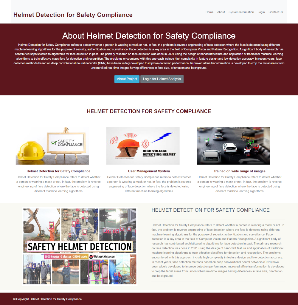 Helmet Detection For Safety Compliance Using Python Machine Learning Ai And Mysql Projects