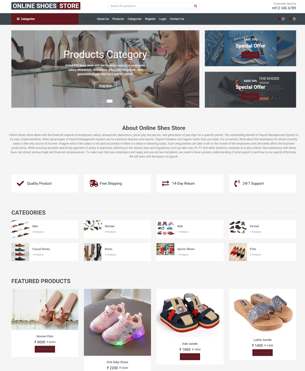 Online Shoes Store PHP MySQL Projects Source Code Documentation