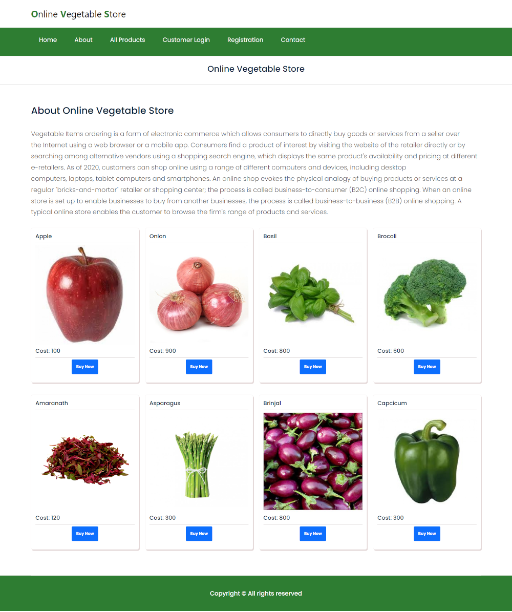 Online Vegetable Store - Java Spring Boot MVC MySQL Projects Free ...