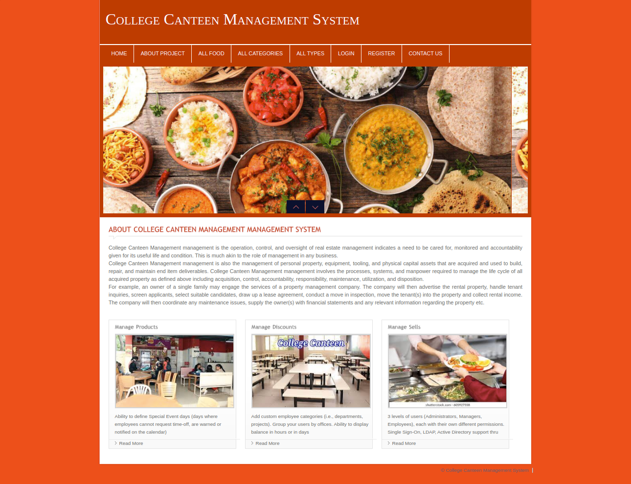College Canteen Management System - PHP MySQL Projects Free Source Code Documentation | FreeProjectz