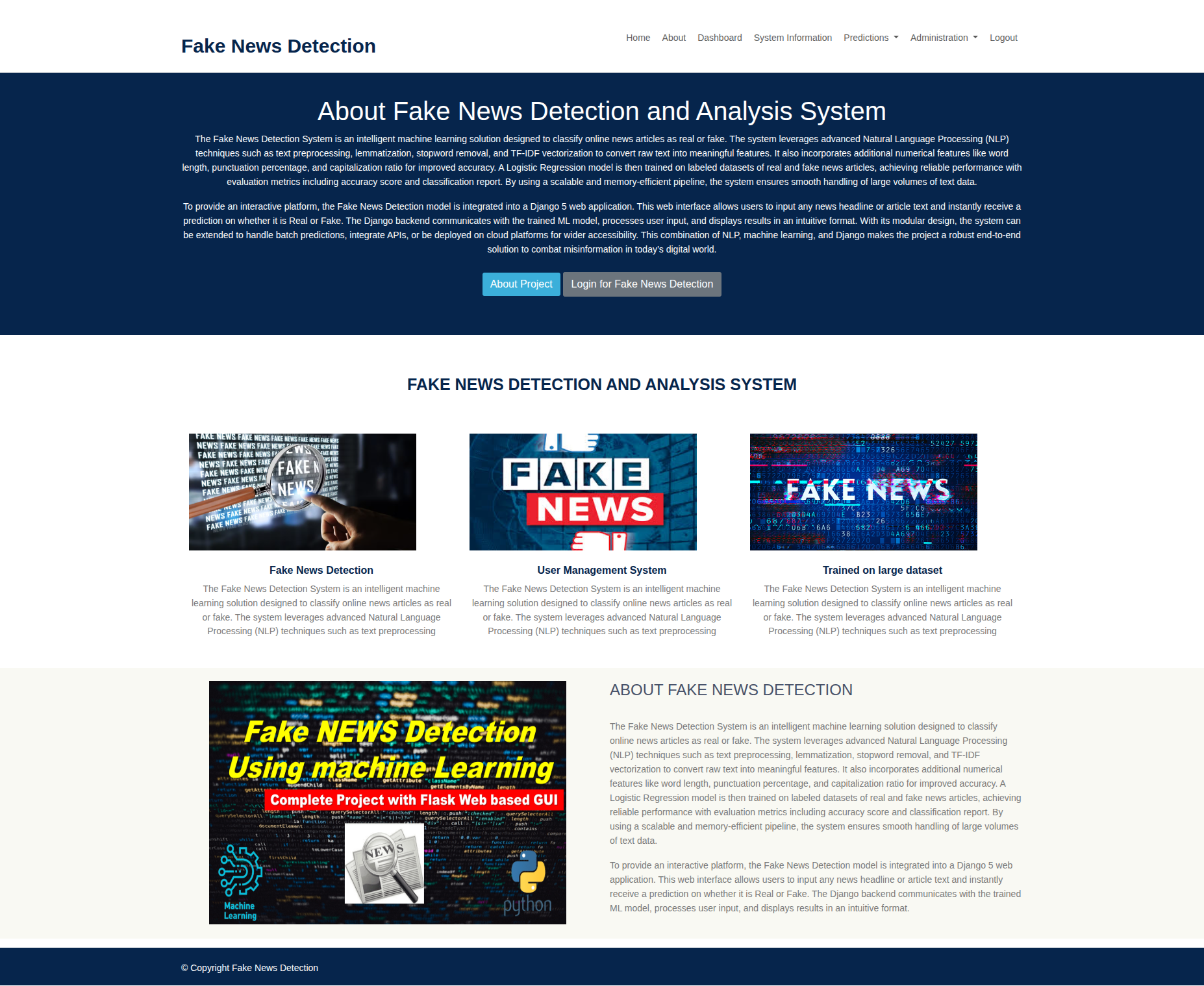 Fake News Detection System in Python Machine Learning | Final Year Project