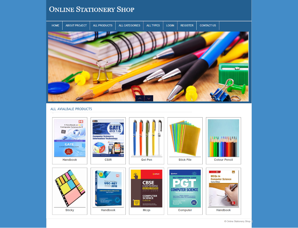 Online Stationery Shop - PHP MySQL Projects Free Source Code Documentation