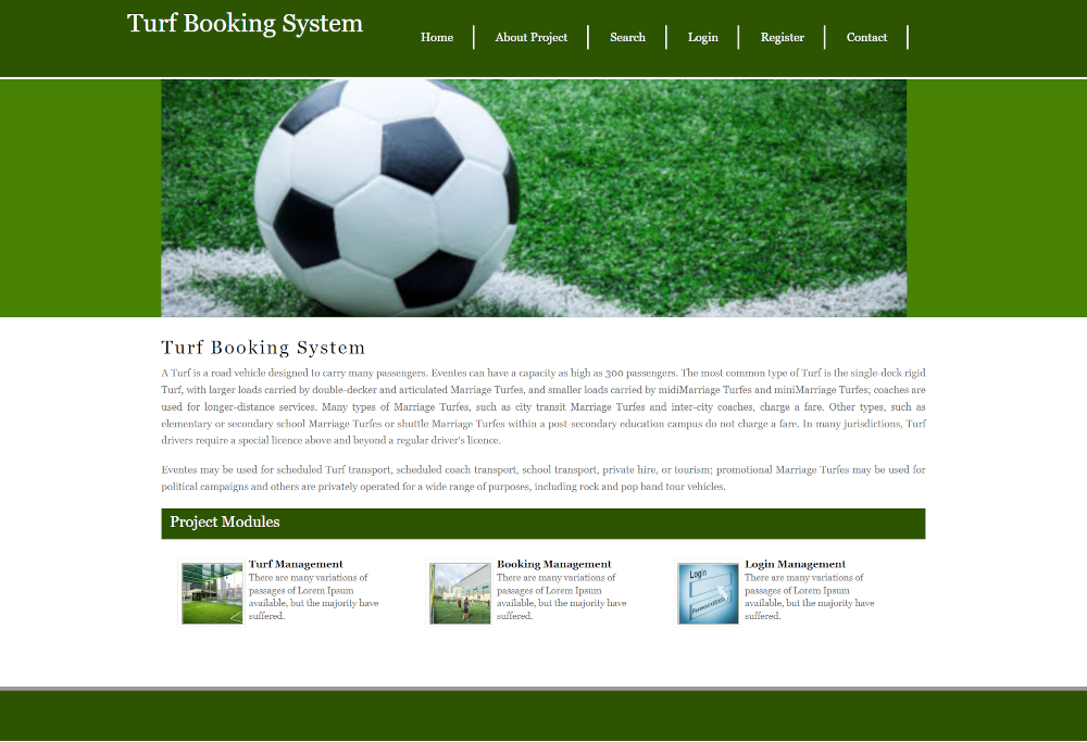 Turf Booking System Python Django Mysql Projects Free Source Code Documentation Freeprojectz
