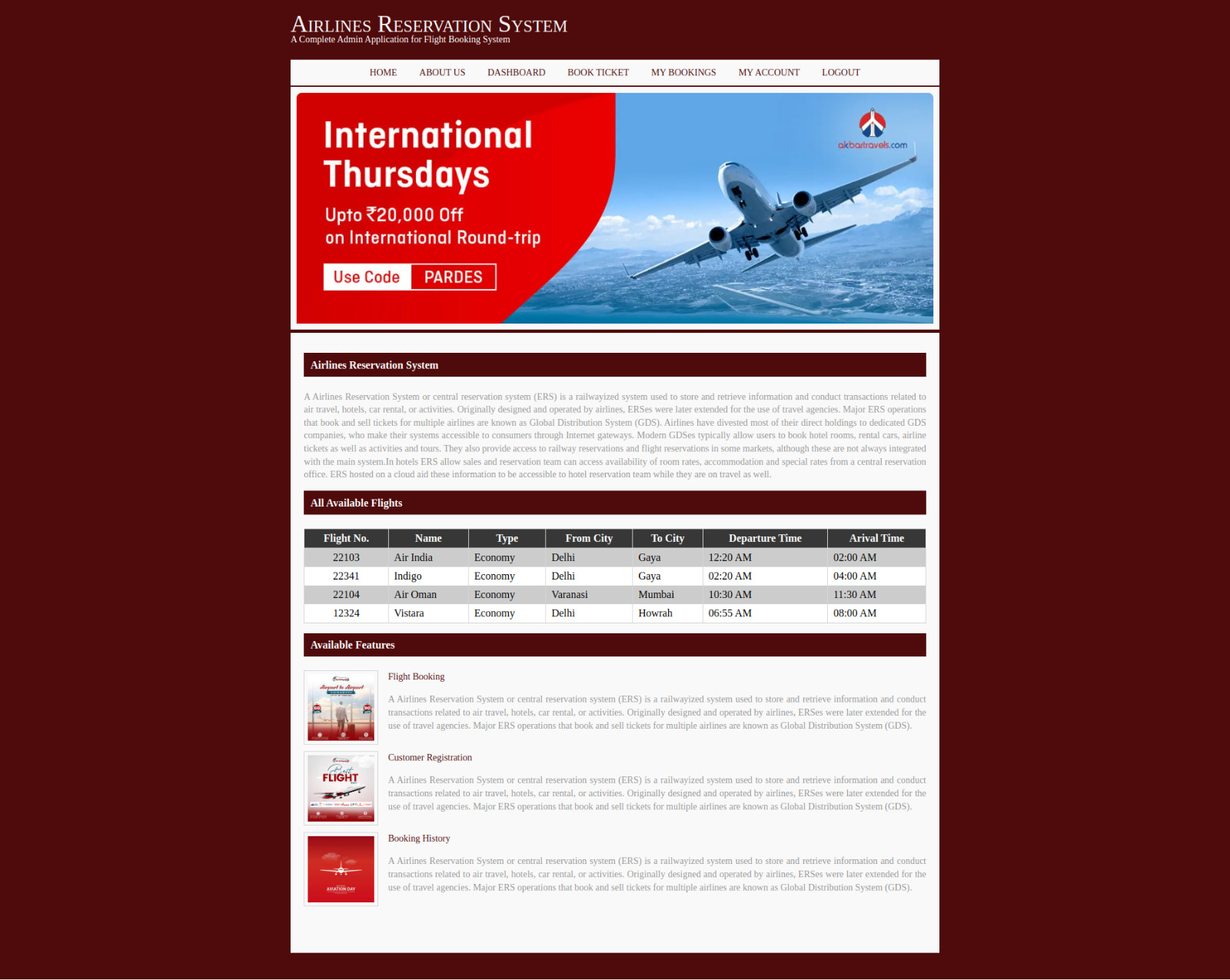 Airlines Reservation System - Java Spring Boot MVC MySQL Projects Free Source Code Documentation
